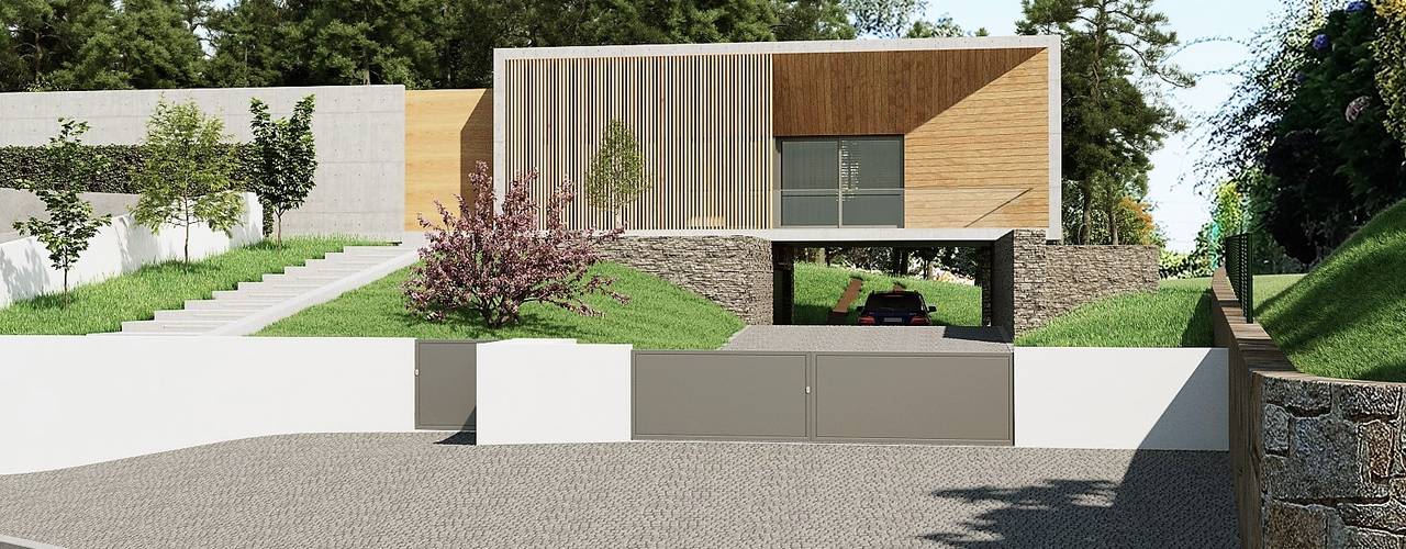 Projectos de arquitectura moderna com tipologia T3 em Paredes | homify