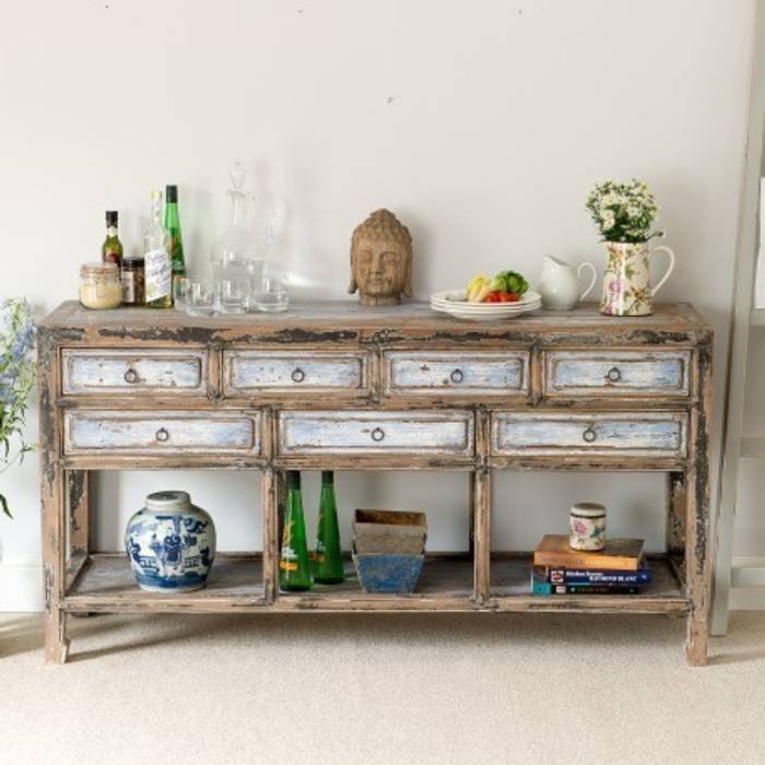 Rustic blue antique dresser with seven drawers | homify