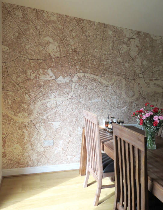 Custom printed sepia street map of london wallpaper | homify