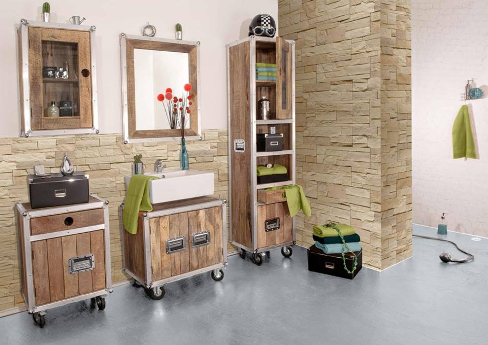 Badset 5-teilig amsterdam – mangoholz massiv – mit alu beschlagen ...