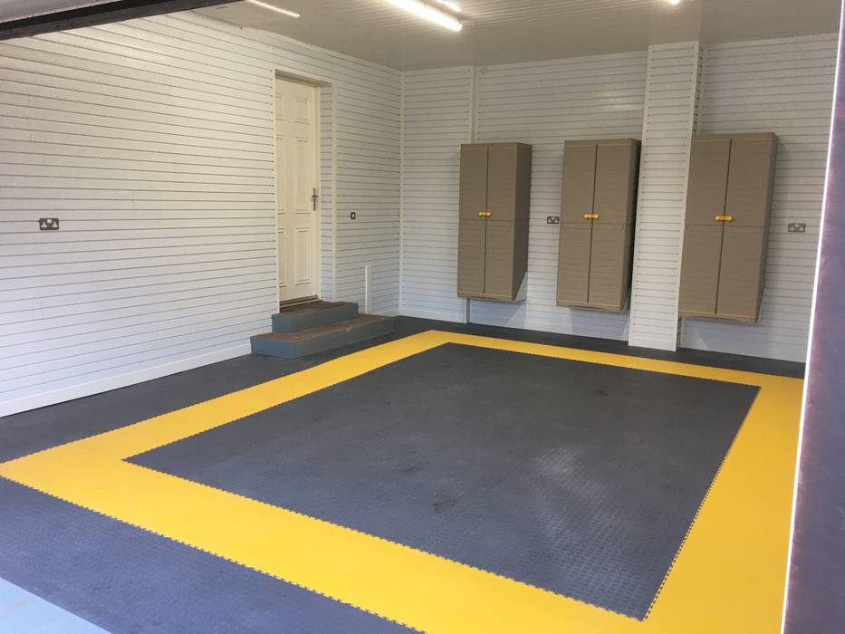 Scotland garage benefits from garage floor tiles in dark grey and ...