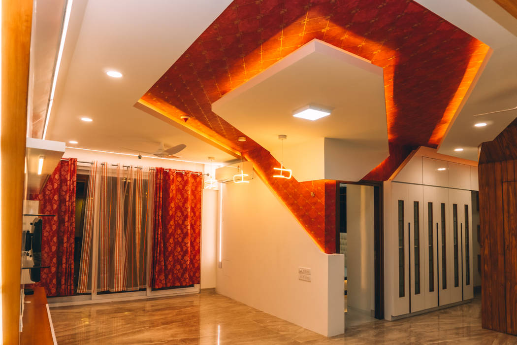 Living room with false ceiling—origami spaces(origamispaces.com) | homify