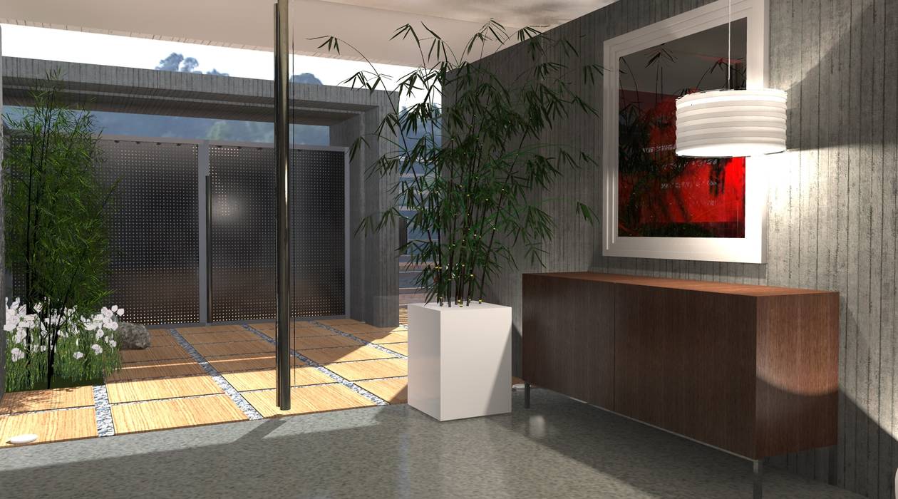 Porta de acesso em vidro temperado, e patio de acesso | homify