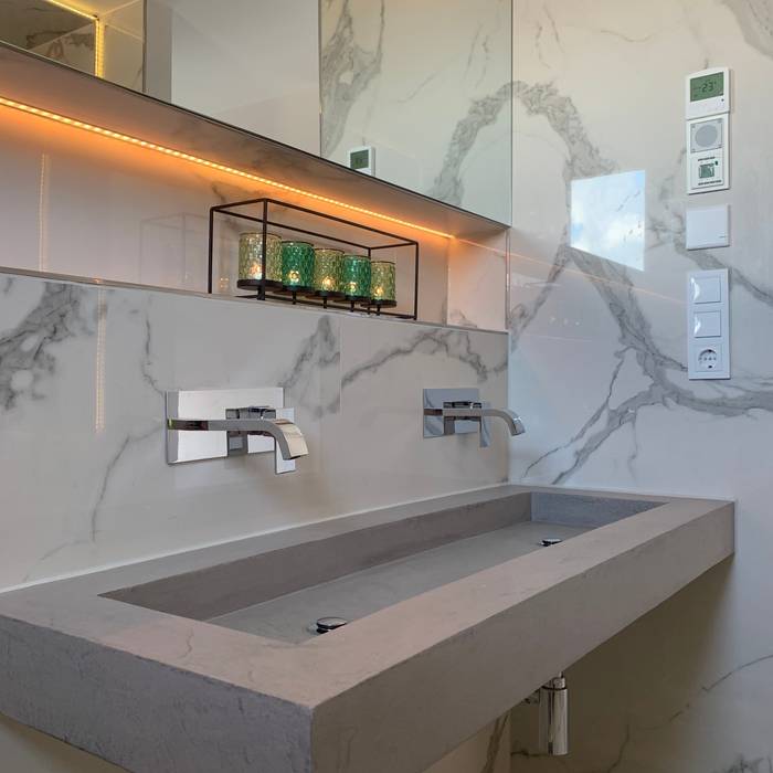 Lineas rectas en diseño del lavabo de obra suspendido | homify