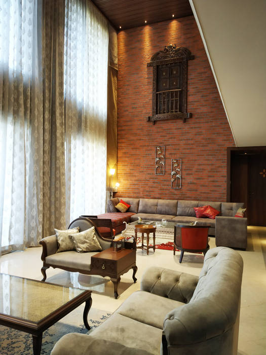 The living room with the traditional jharoka | homify