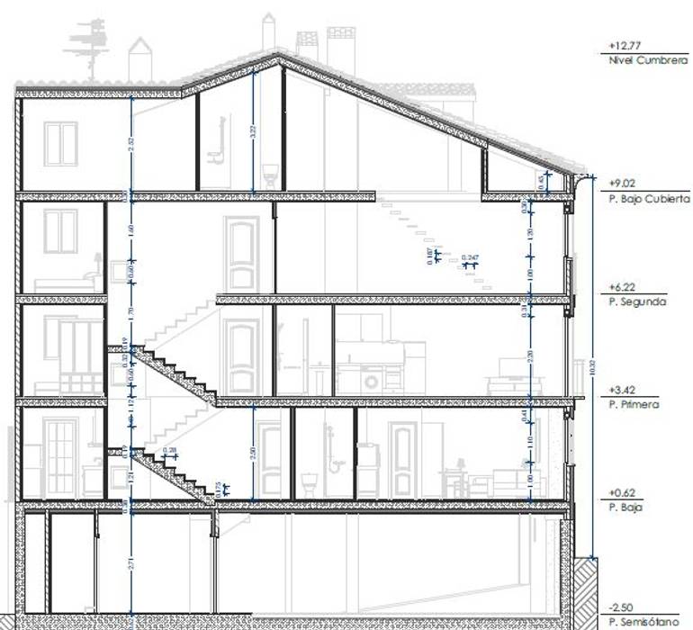 Sección por núcleo de escalera. la esquina del salvador | homify