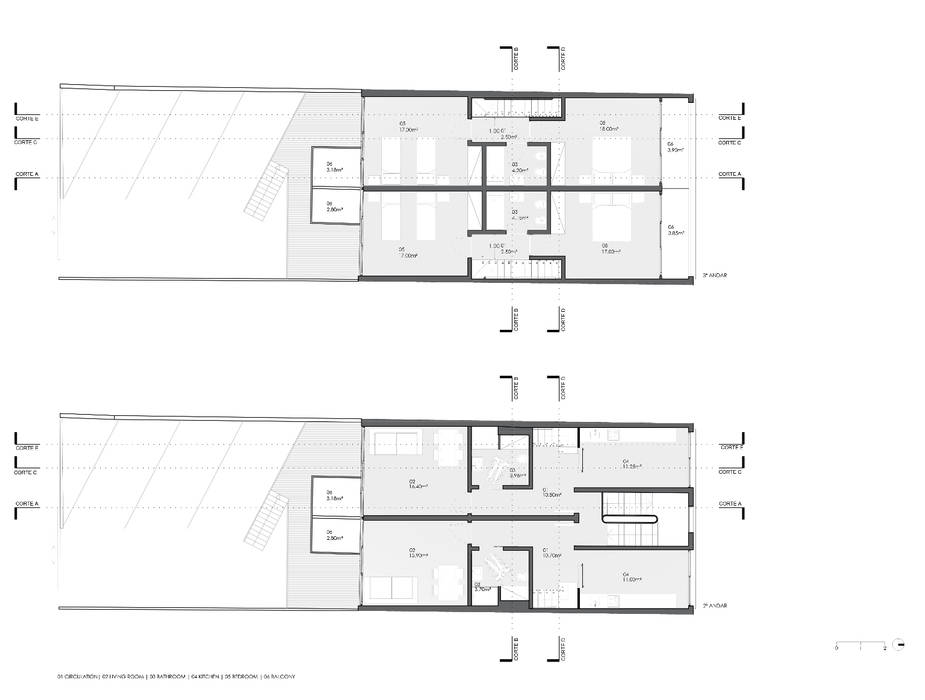 Planta do 1º e 2º piso dos duplexes | homify