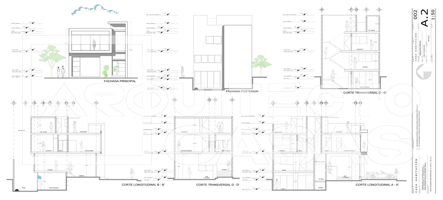 Plano fachadas y cortes | homify
