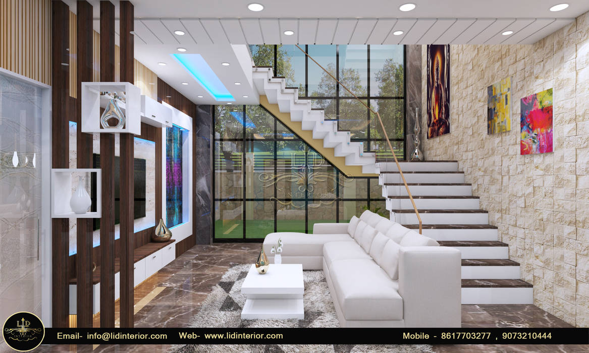 Living area interior design project, view- 4 at mukundapur, daspara ...