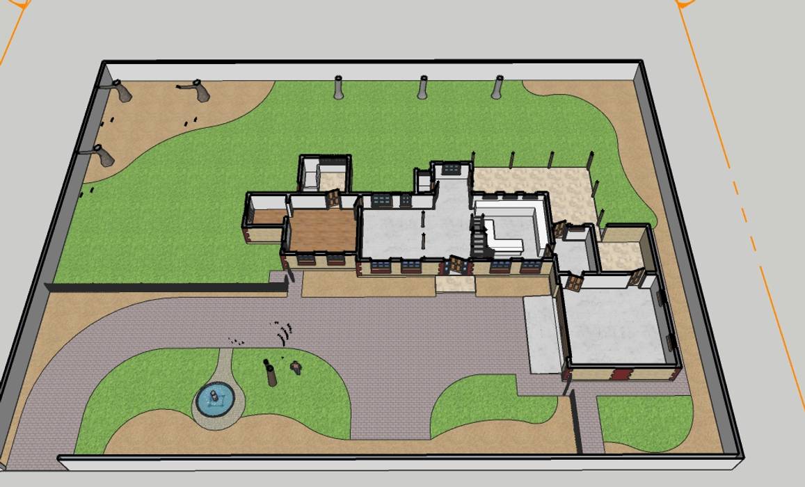Schematic 3d drawing of site plan layout for barn style new home | homify