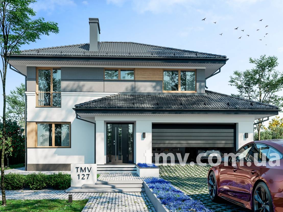 Стильный двухэтажный дом с цокольным этажом TMV 127 | homify