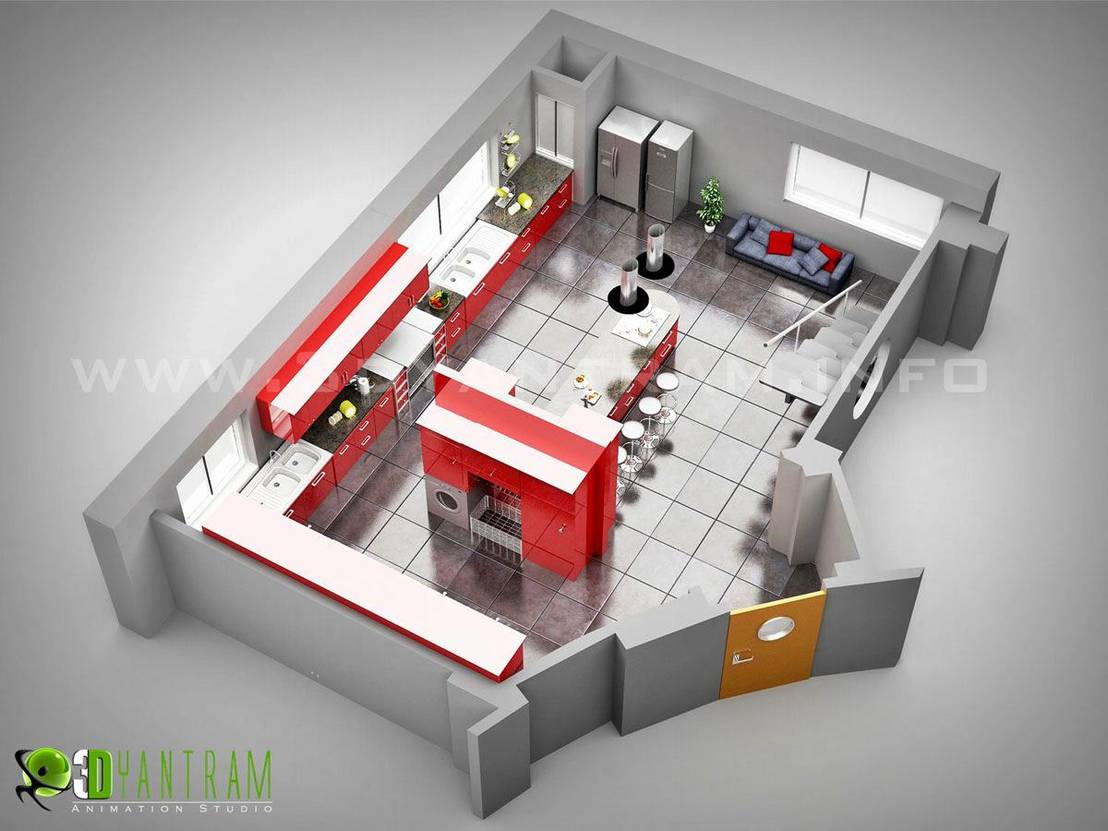 Floorplan Design of Kitchen by Yantram 3d Floor Plan Creator - Los ...