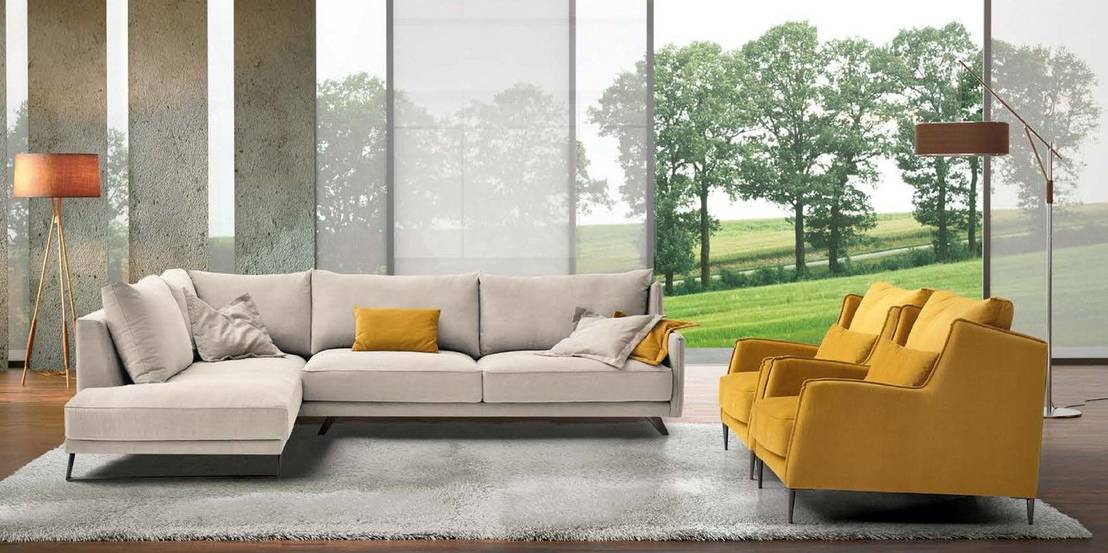 Sofá de canto moderno com design em tecido Modern with design corner ...