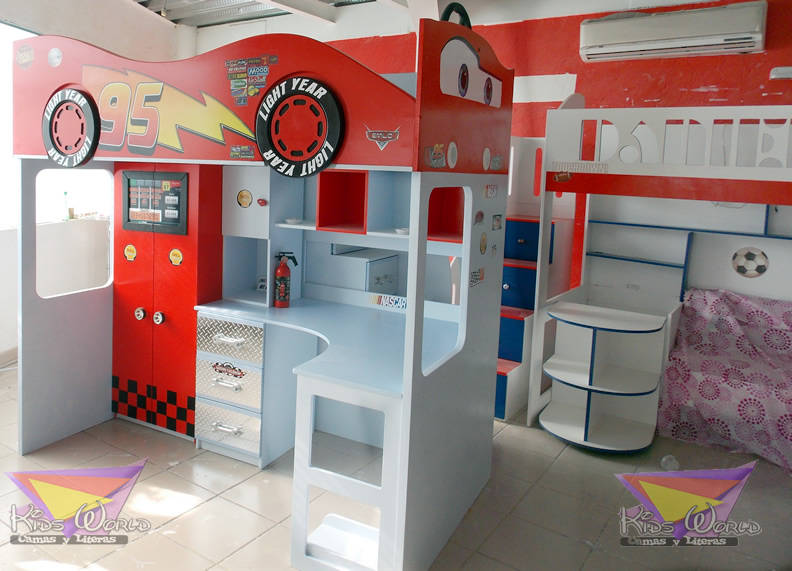 Cama alta de cars kids wolrd- recamaras literas y muebles para niños ...