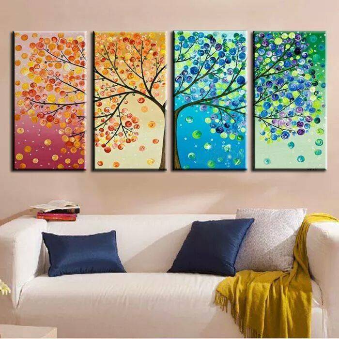 Split paintings for staircase walls and larger living room walls ...