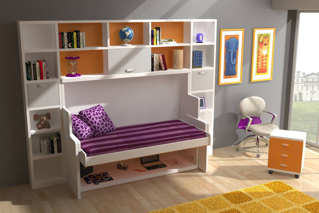 Mueble convertible, mueble cama abatible con estantes | homify