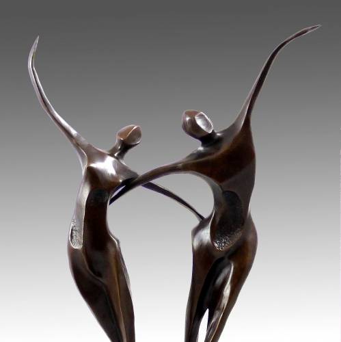 Modern art bronze – two abstract dancers – signed by milo kunst ...