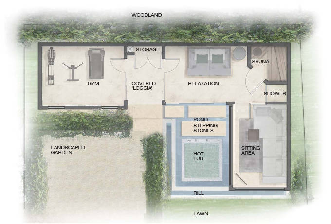 Folio design | the garden room | rendered plan | homify