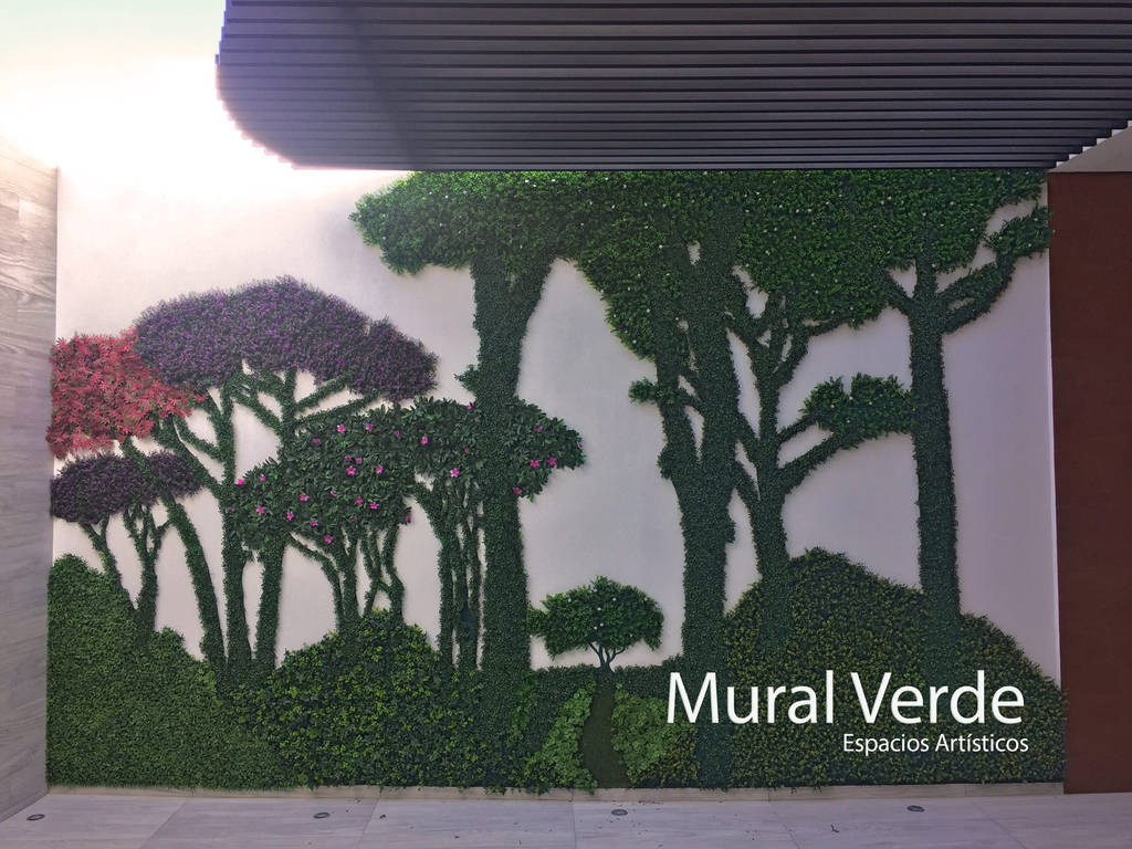 Mural con bosque artificial , mural verde | homify