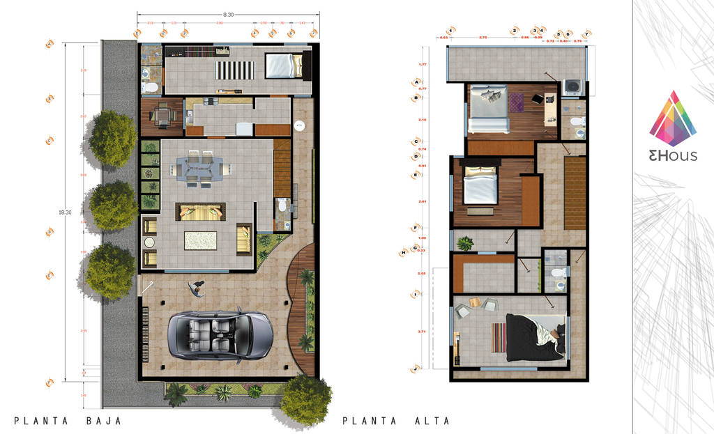 Representación de planta arquitectónica casa habitación | homify