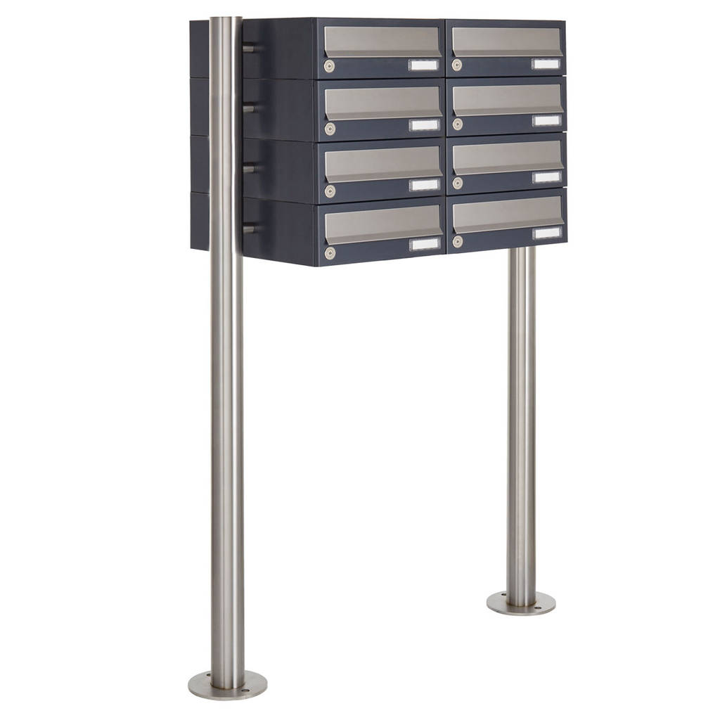 8er briefkastenanlage freistehend design basic 385 st-r – edelstahl-ral ...