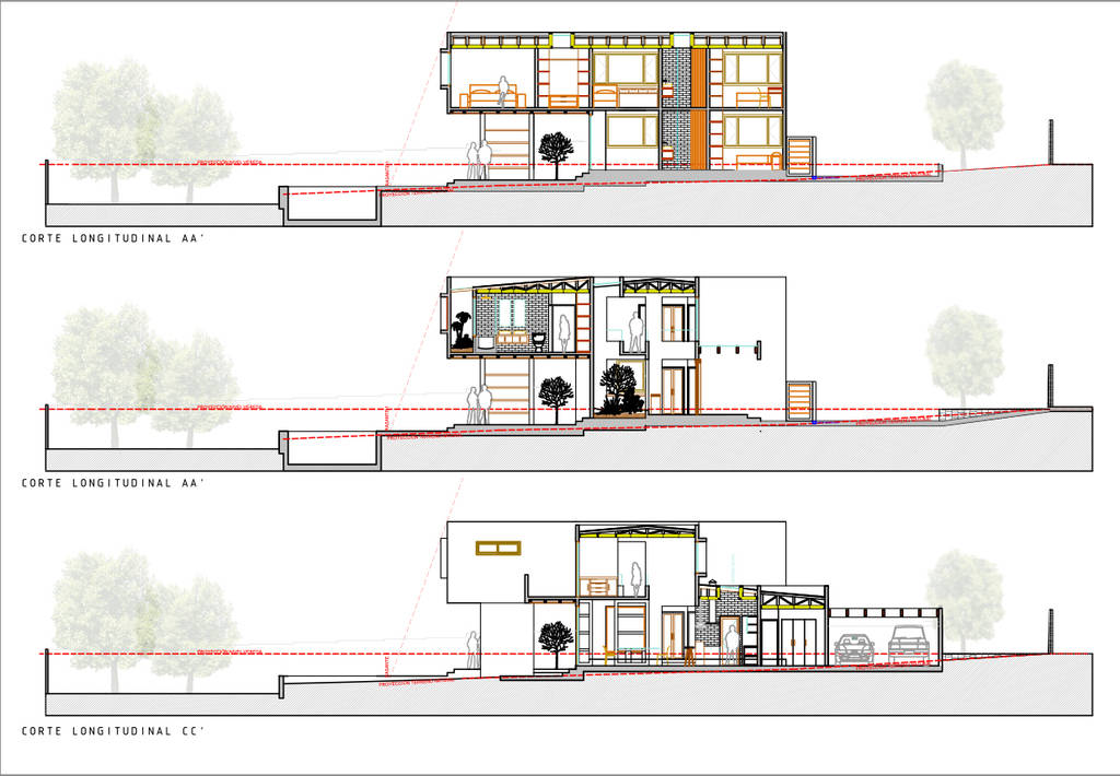 Cortes longitudinales. proyecto casa bl piedra roja – chicureo. | homify