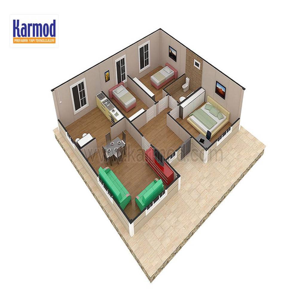 Karmod 94 m2 prefabricated house, karmod prefabricated technologies | homify