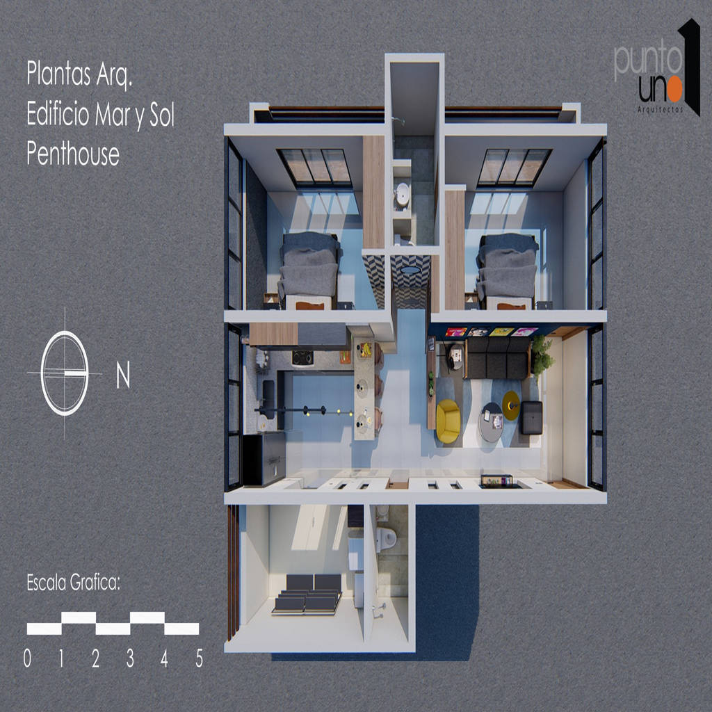 Planta 3d penthouse – edificio mar y sol – tampico (méx) | homify