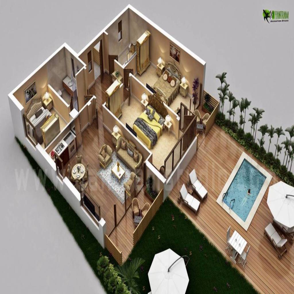 Residential house 3d floor plan design & concept by virtual floor plan ...