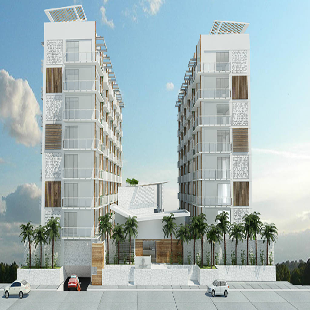 Render de edificio de 100 departamentos y una plaza comercial | homify