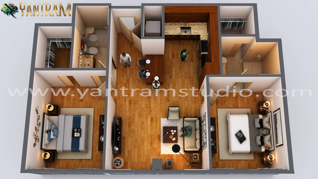 Residential apartment of 3d floor plan ahmedabad by architectural modeling firm ahmedabad, india ...