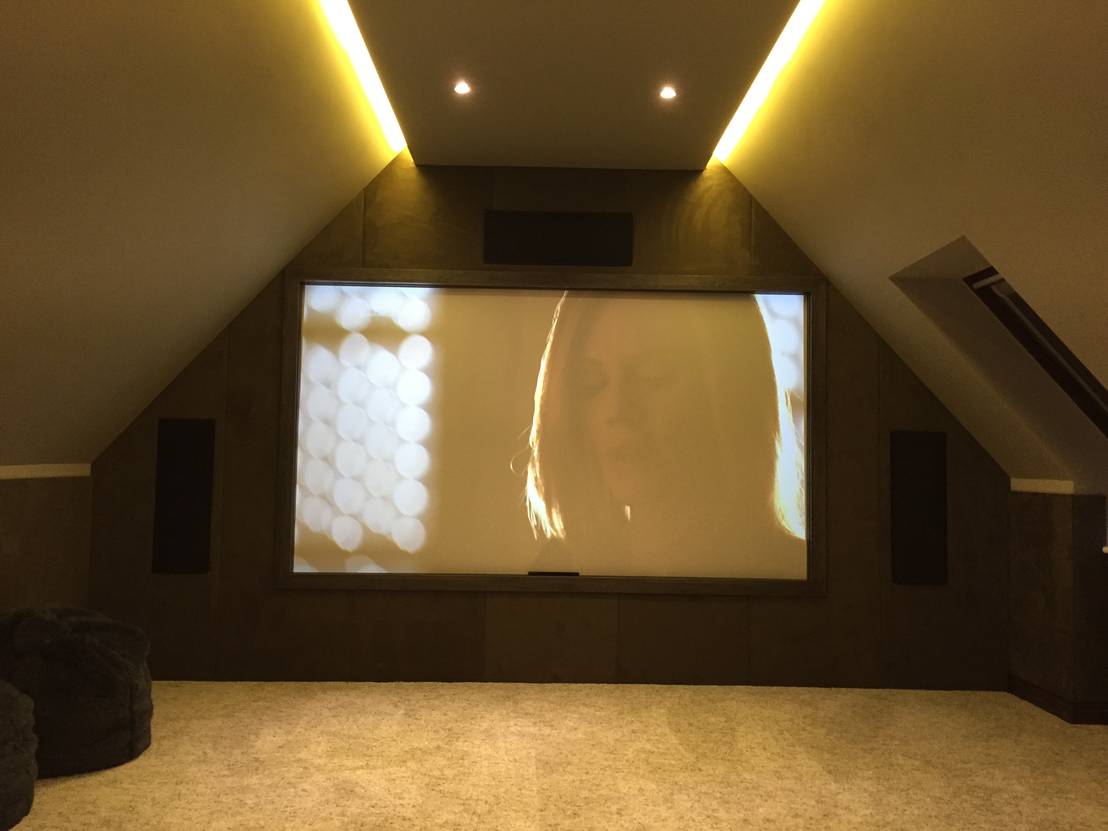 Loft Cinema Room with fabric walls and LED lowered ceiling | homify