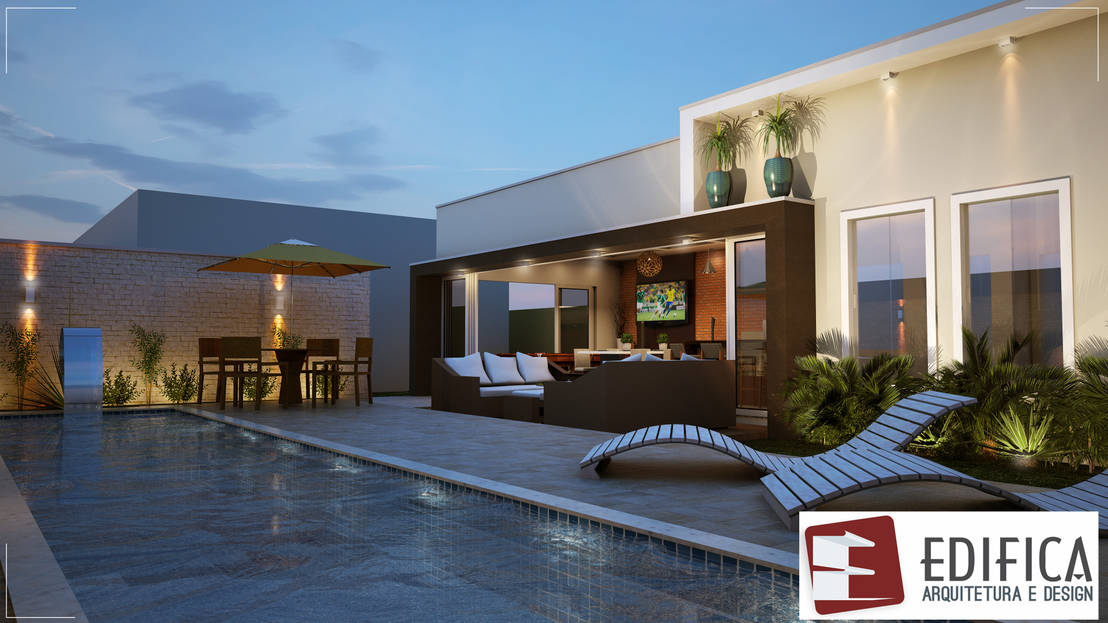 Área de Festas moderna com piscina raia. | homify