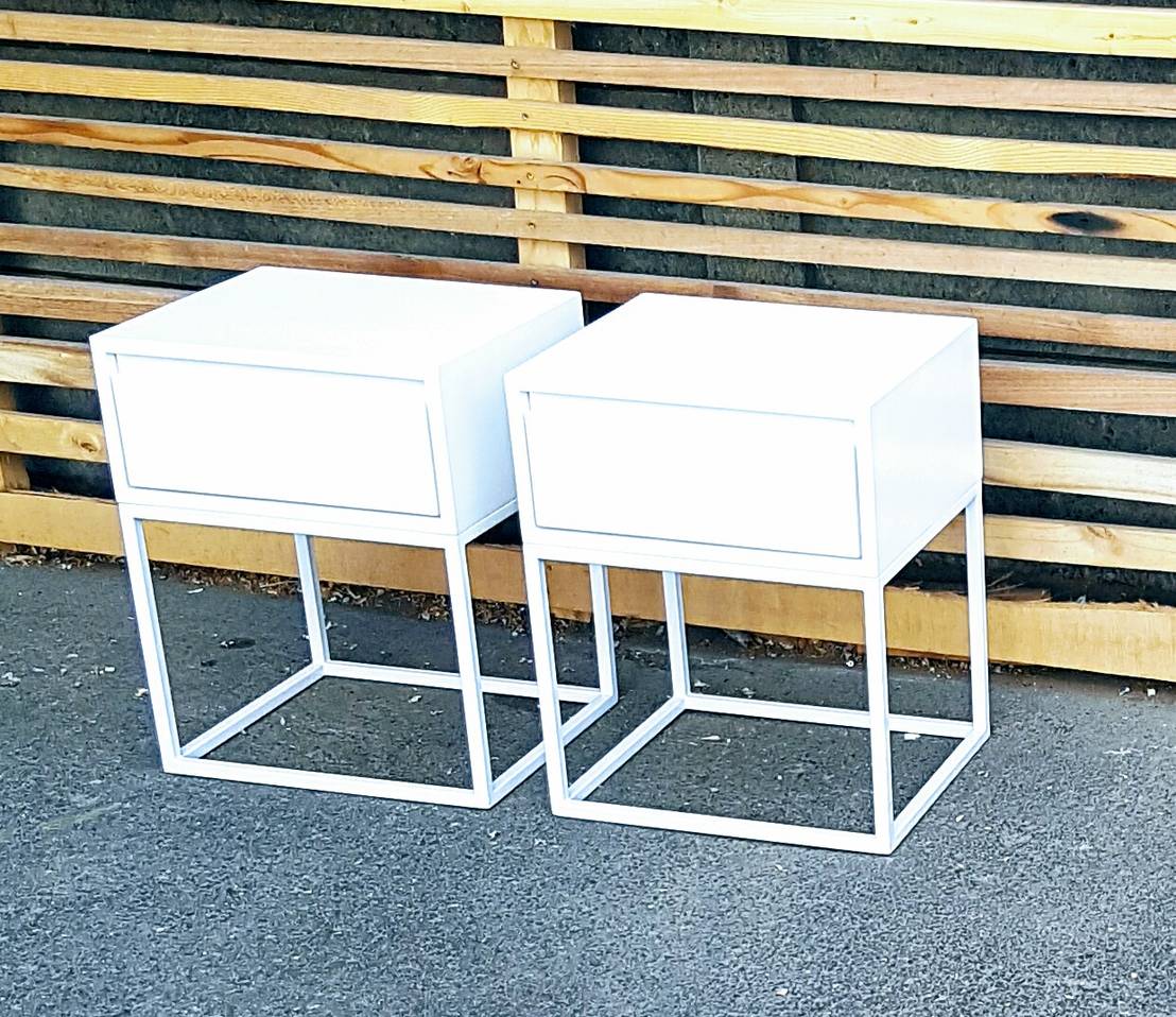 Custom Side Tables with Drawer on Steel Bases | homify
