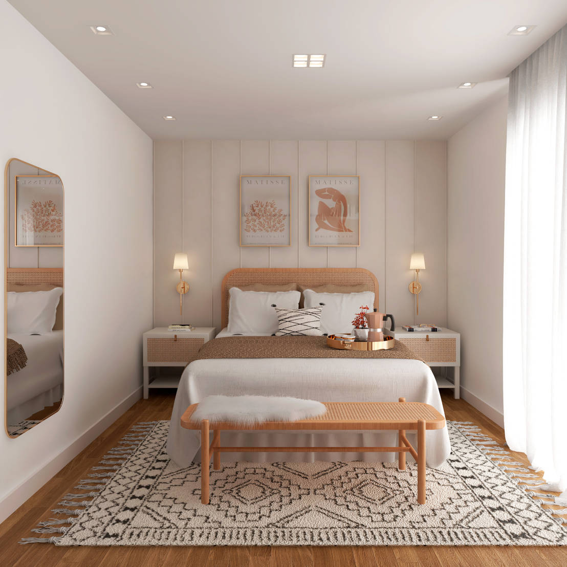 Projeto Quarto de Casal Boho Neutro | homify