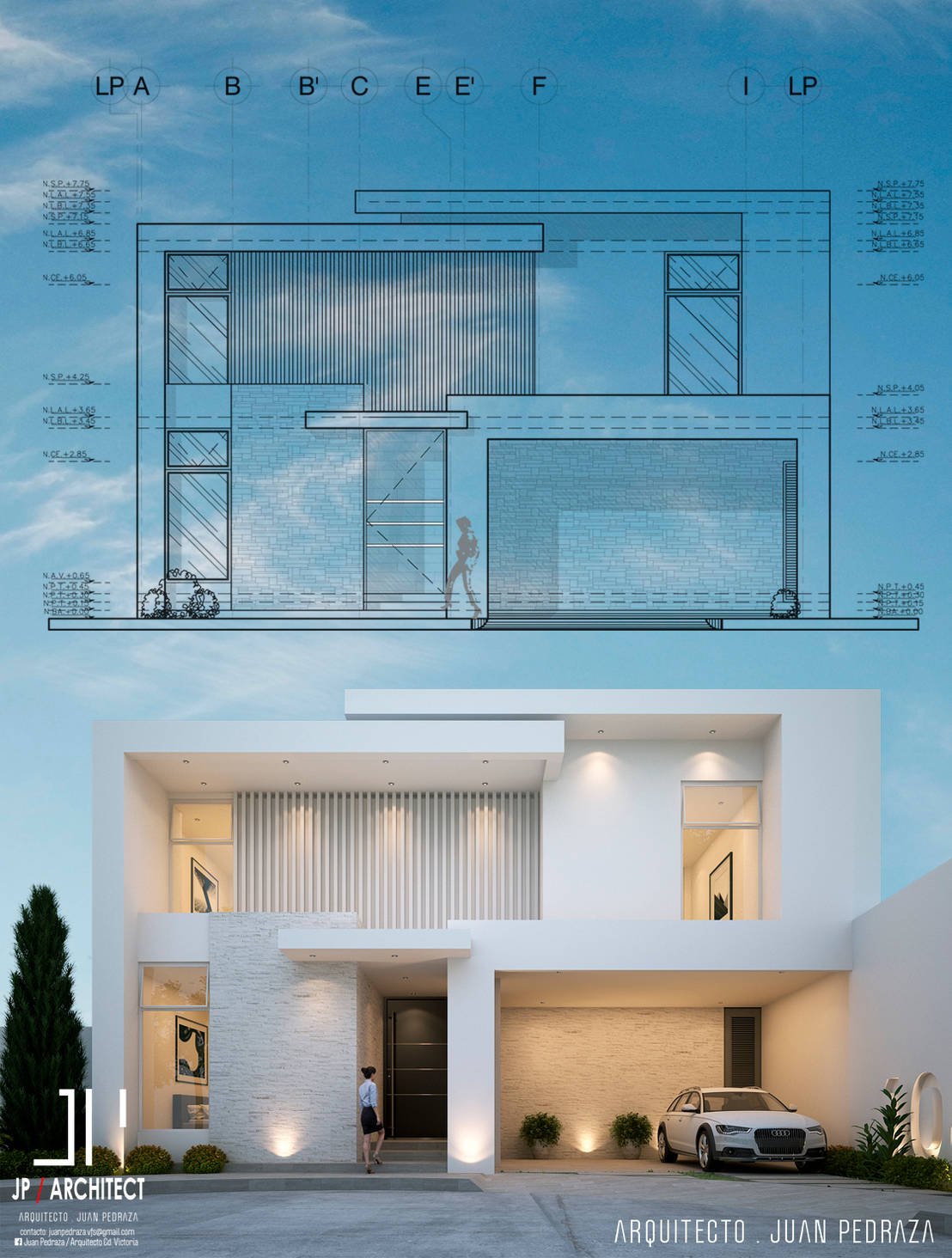 Diseño de fachada casa minimalista | homify