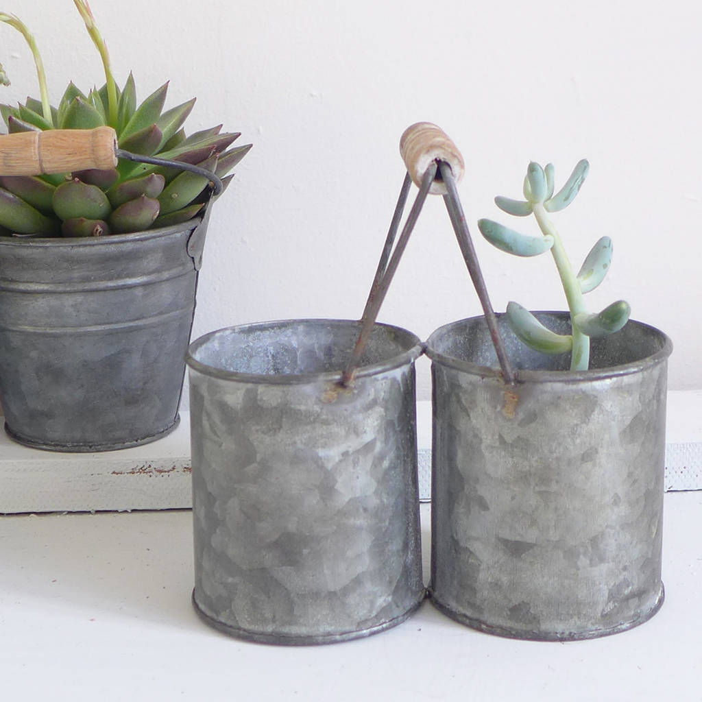 Zinc mini twin pot with handle | homify