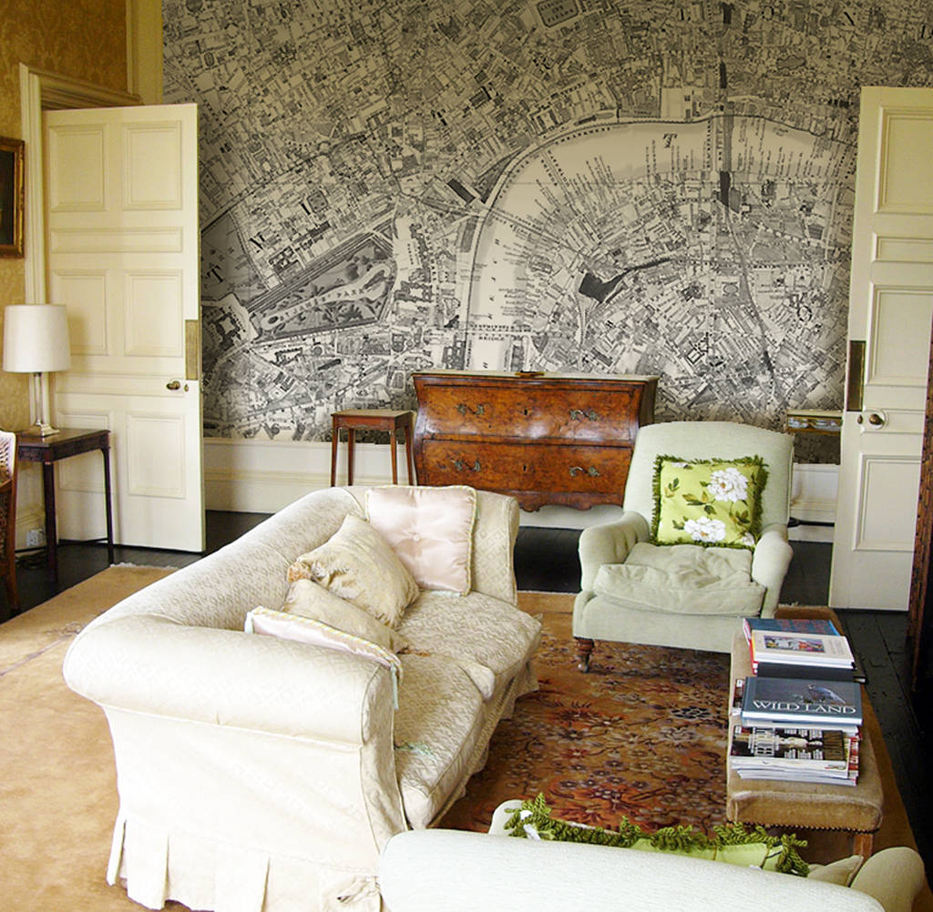 Custom victorian street map wallpaper | homify