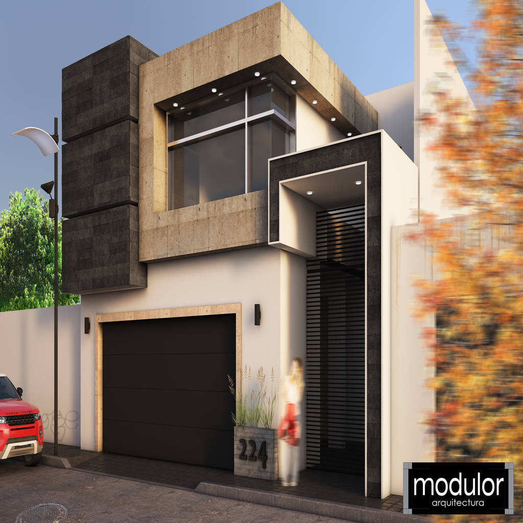 Fachada a224 casas modernas de modulor arquitectura moderno piedra | homify