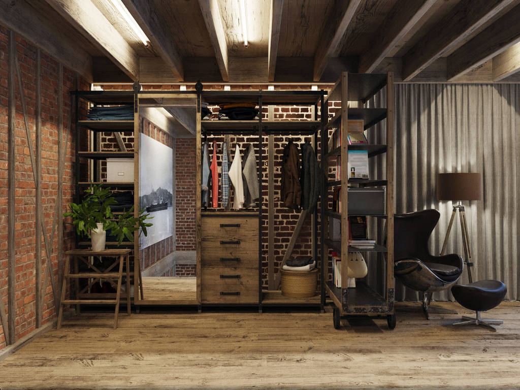 Industrial style dressing room by anton medvedev interiors industrial ...