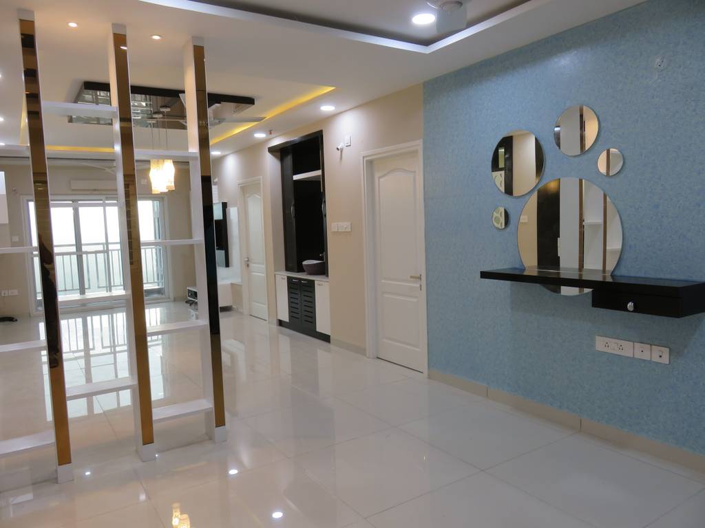 Partition & feature wall in drawing room modern living room by bluebell ...