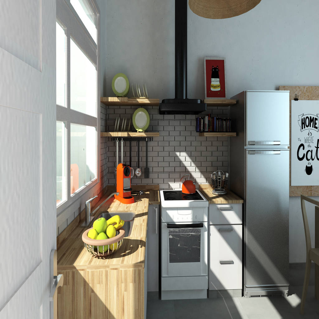 Render 3d reforma cocina. | homify