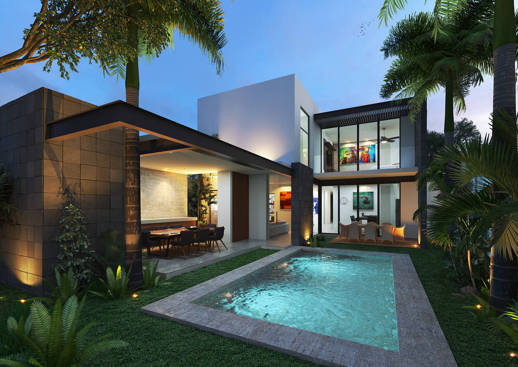 Fachada posterior heftye arquitectura balcones y terrazas modernos | homify