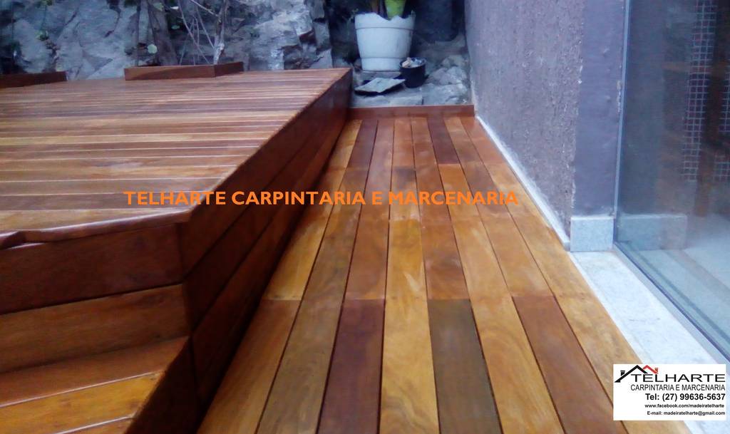 Pergolado e deck em madeira com degrau móvel, telharte carpintaria e marcenaria | homify