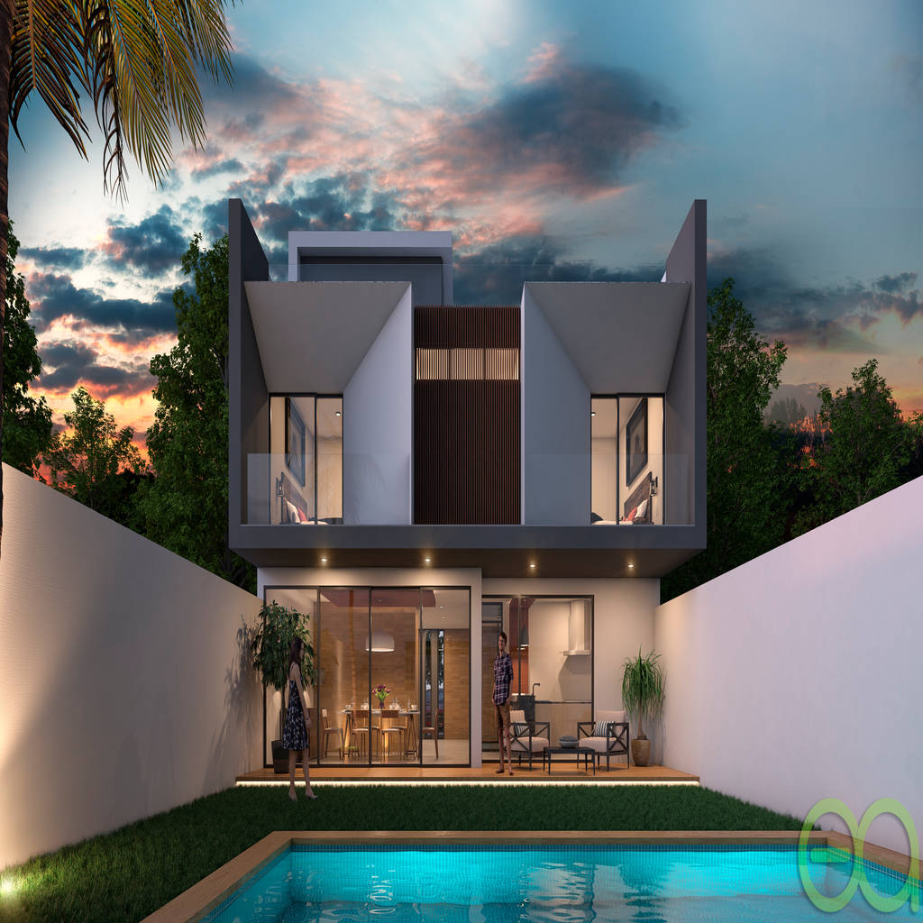 Fachada posterior: casas de estilo por eutopia arquitectura | homify Fachada posterior: casas de estilo por eutopia arquitectura | homify