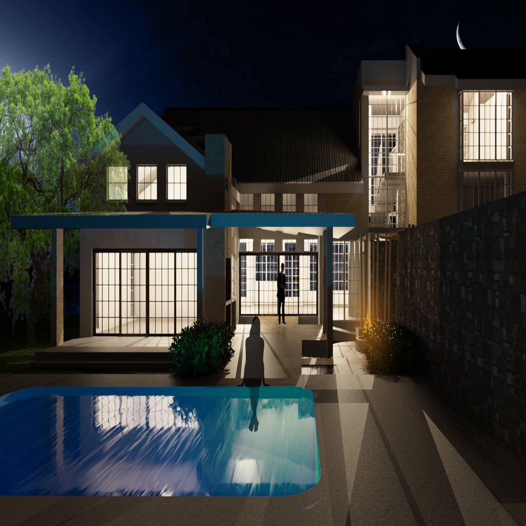 Night render from pool render | homify
