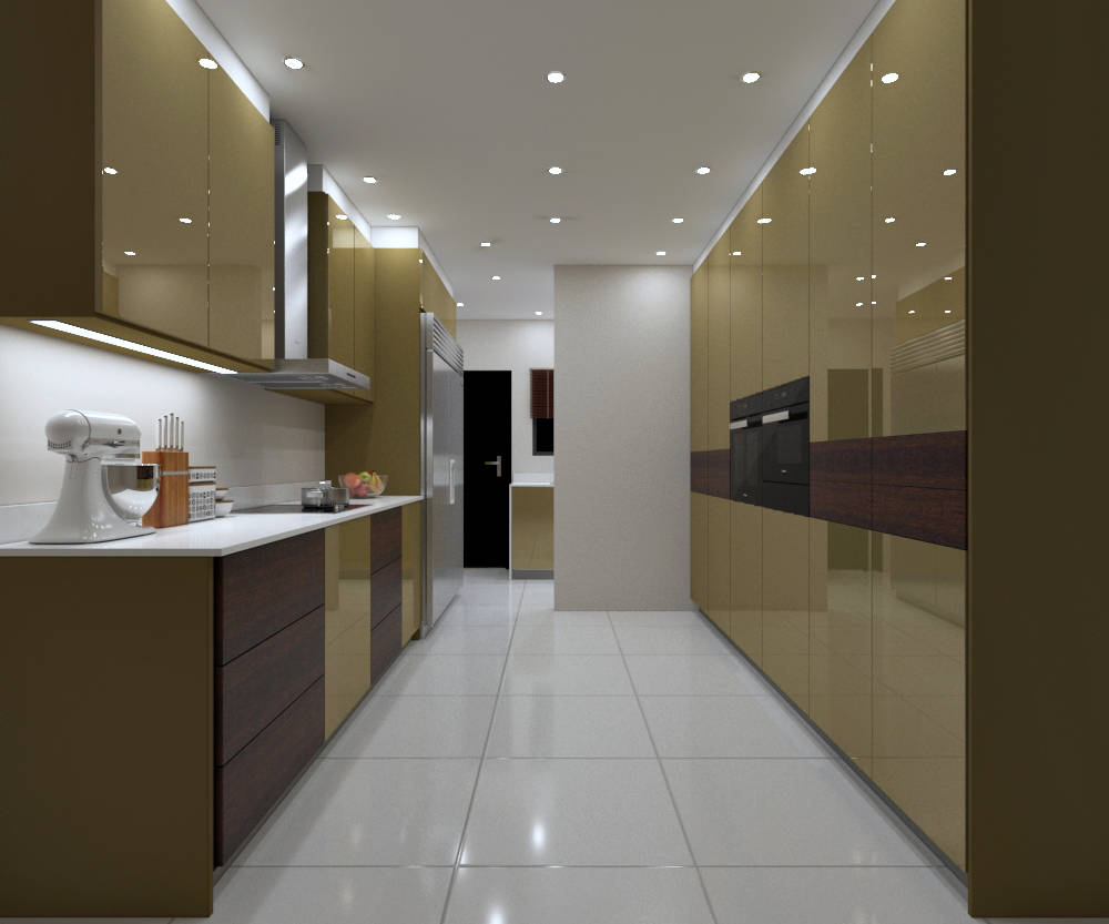 Luxury kitchen—gold gloss cabinets | homify