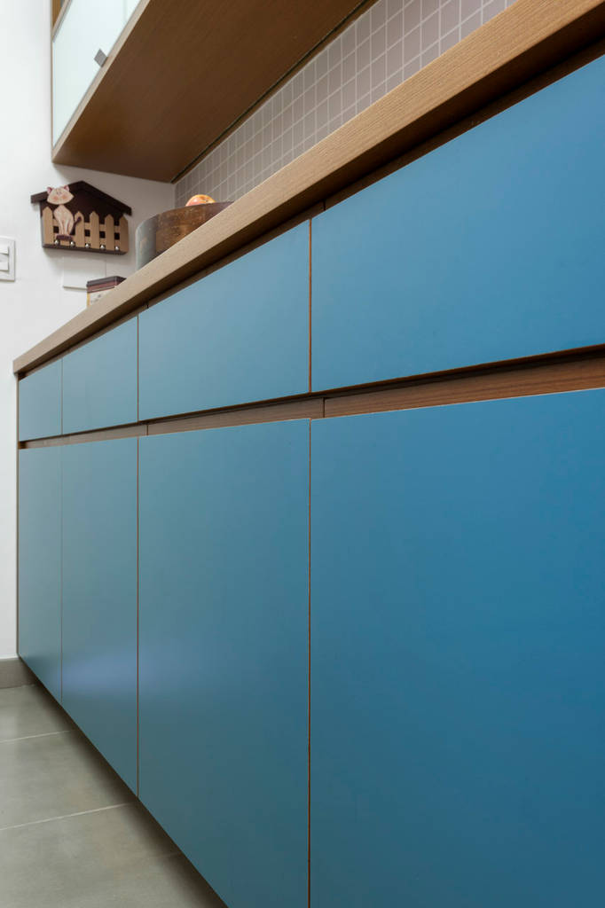 Cozinha formica azul com madeira | homify