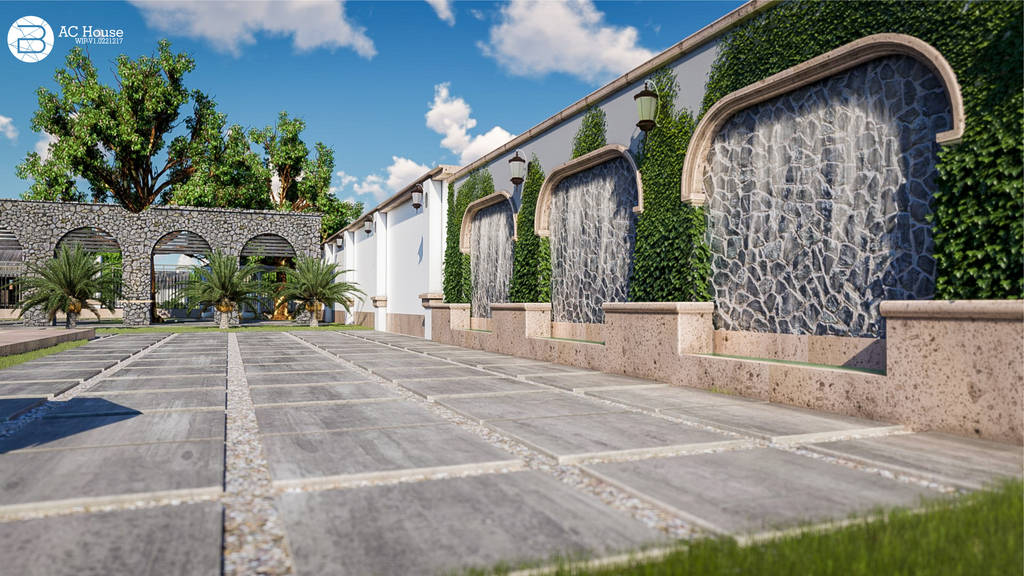 Muro lloron empedrado en limite de propiedad. paredes y pisos de estilo ...