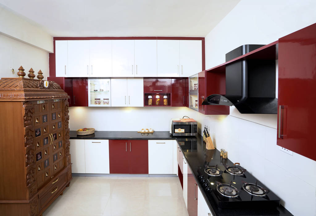 Modern kitchen with pooja unit | homify